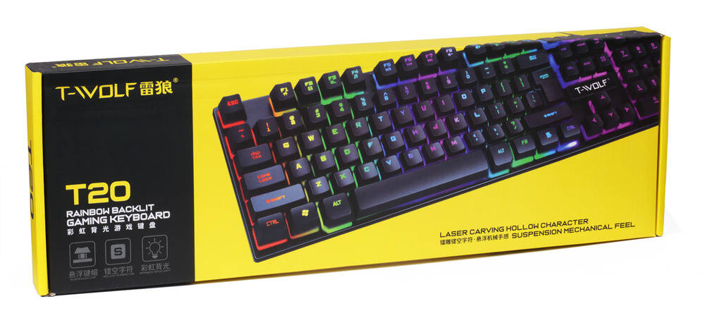 T-Wolf T20 Wired Rainbow Backlit Gaming Keyboard - Trendex