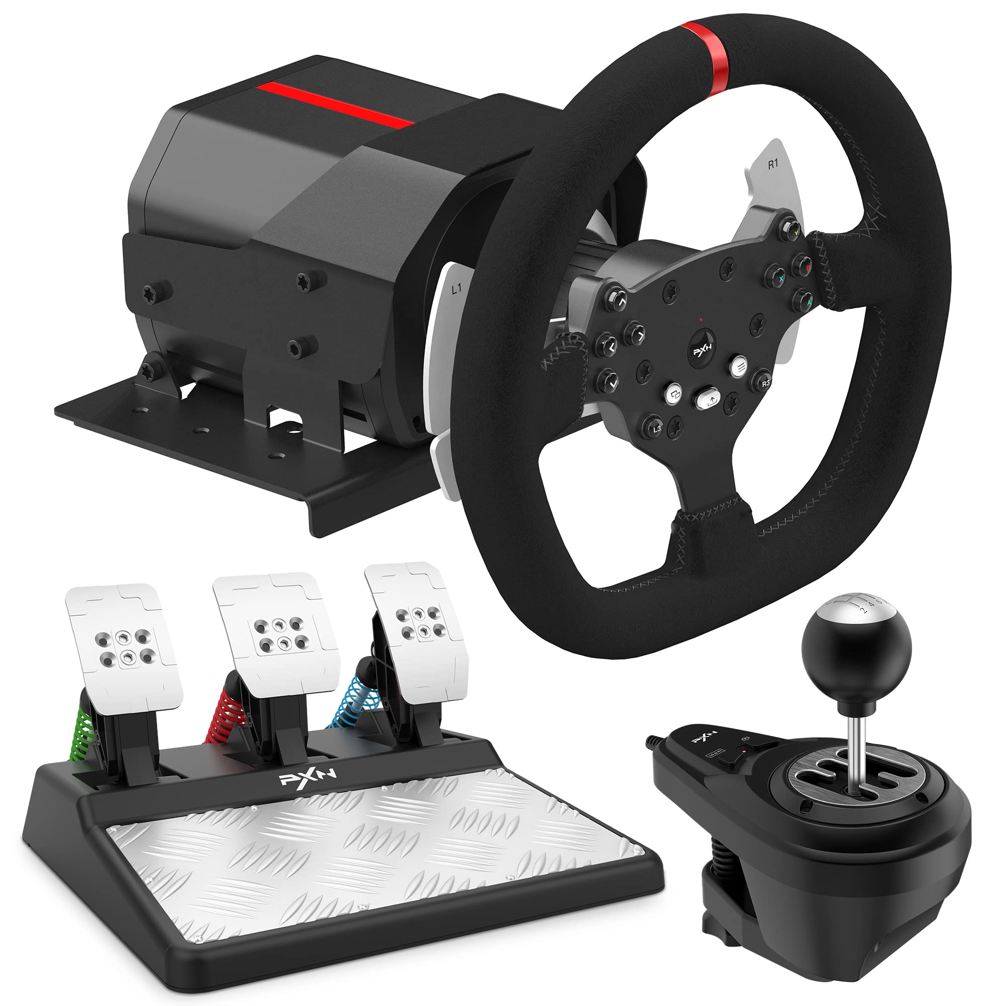 PXN V10 Racing Steering Wheel Set With Force Feedback - Trendex
